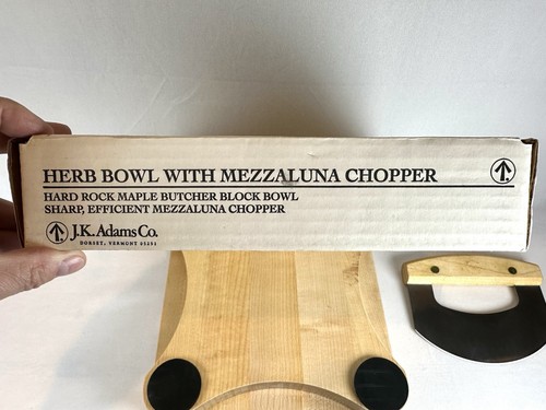 JK Adams Co. Maple Wood Herb Chopping Bowl W/ Mezzaluna Chopper New In ...