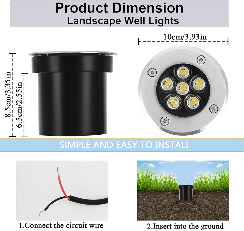 Low Voltage Landscape Light LED In-Ground Lighting Well Lights Bright ...