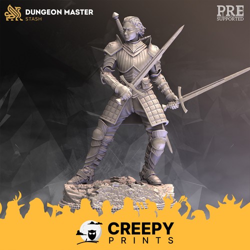 Female Paladin Knight Ranger DnD miniature 28mm 32mm mini DM Stash ...