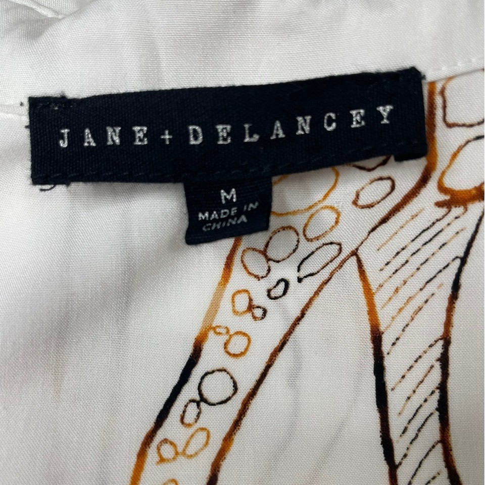 JANE + DELANCEY Women's Long Sleeve Button Up Shirt White Giraffe Print ...