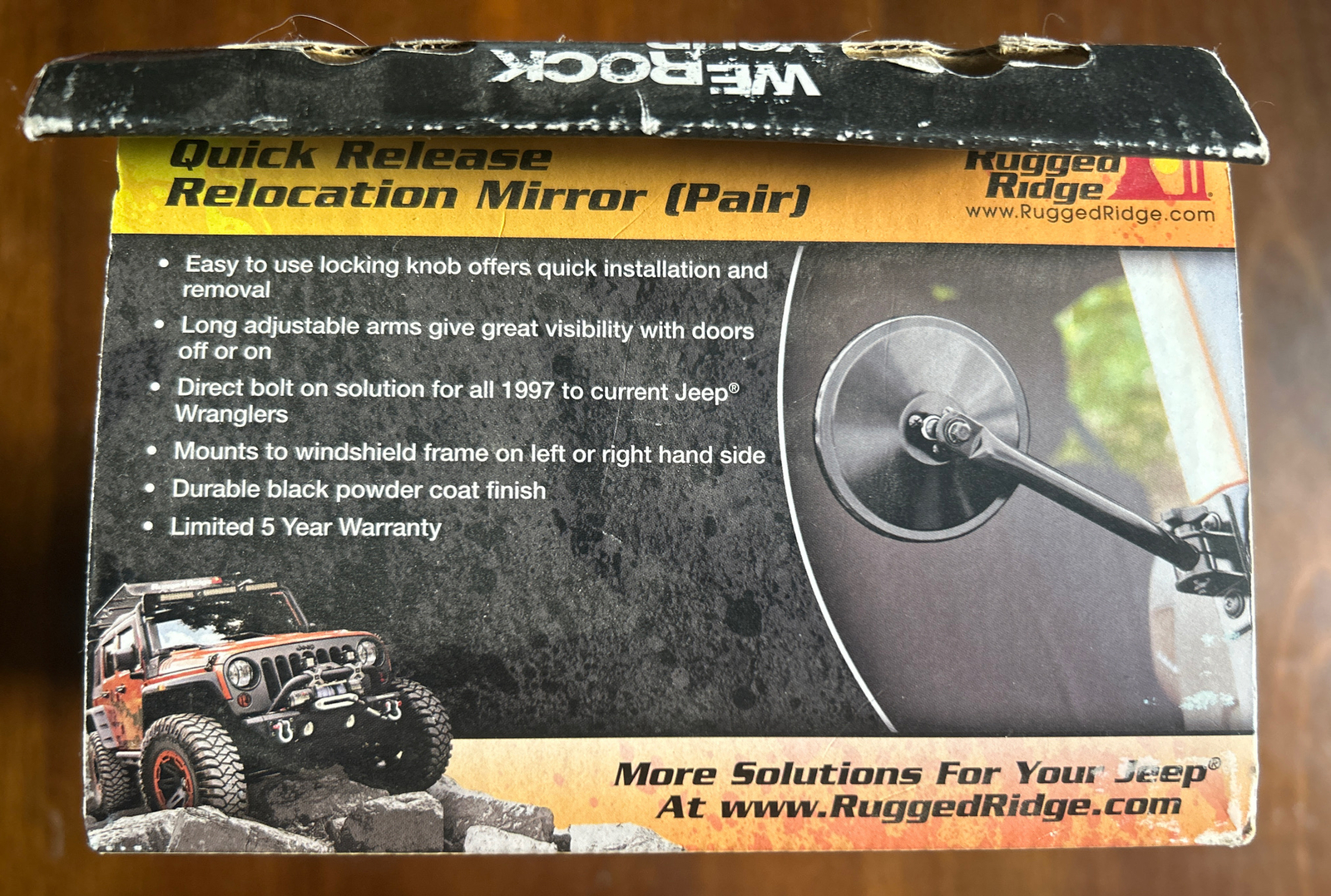 Rugged Ridge 11025.10 Black Round Quick Release Mirror Relocation Kit ...