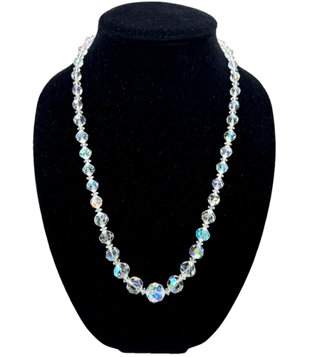 GORGEOUS AUSTRIAN LONG SAUTOIR with AURORA BOREALIS AB CRYSTALS COLLIER ...