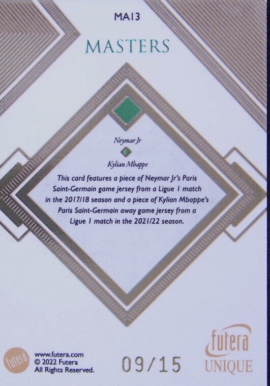 2022 Futera Neymar Jr & Kylian Mbappe Dual Patch Masters | eBay