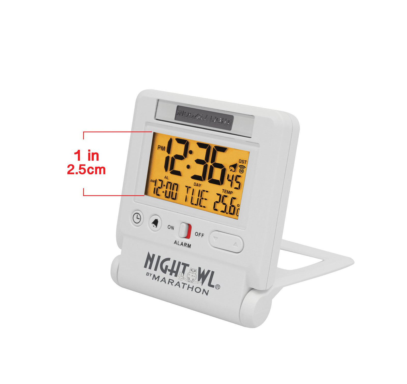Marathon CL030036WH Atomic Travel Alarm Clock With Auto Night Light ...