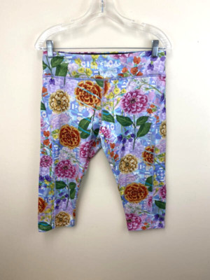 Lularoe L Jade Capri Active Leggings Lavender Purple Floral Pink Blue ...