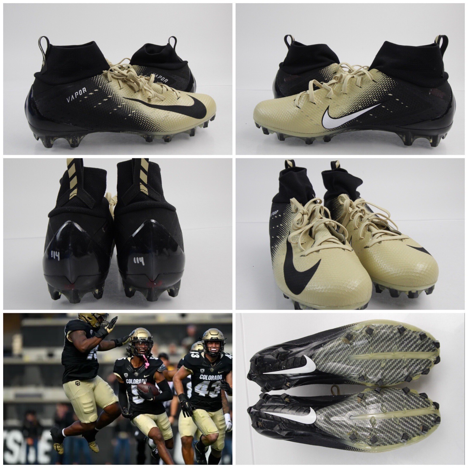 nike colorado buffaloes Team Issued Used Football Sanders Vapor Edge ...