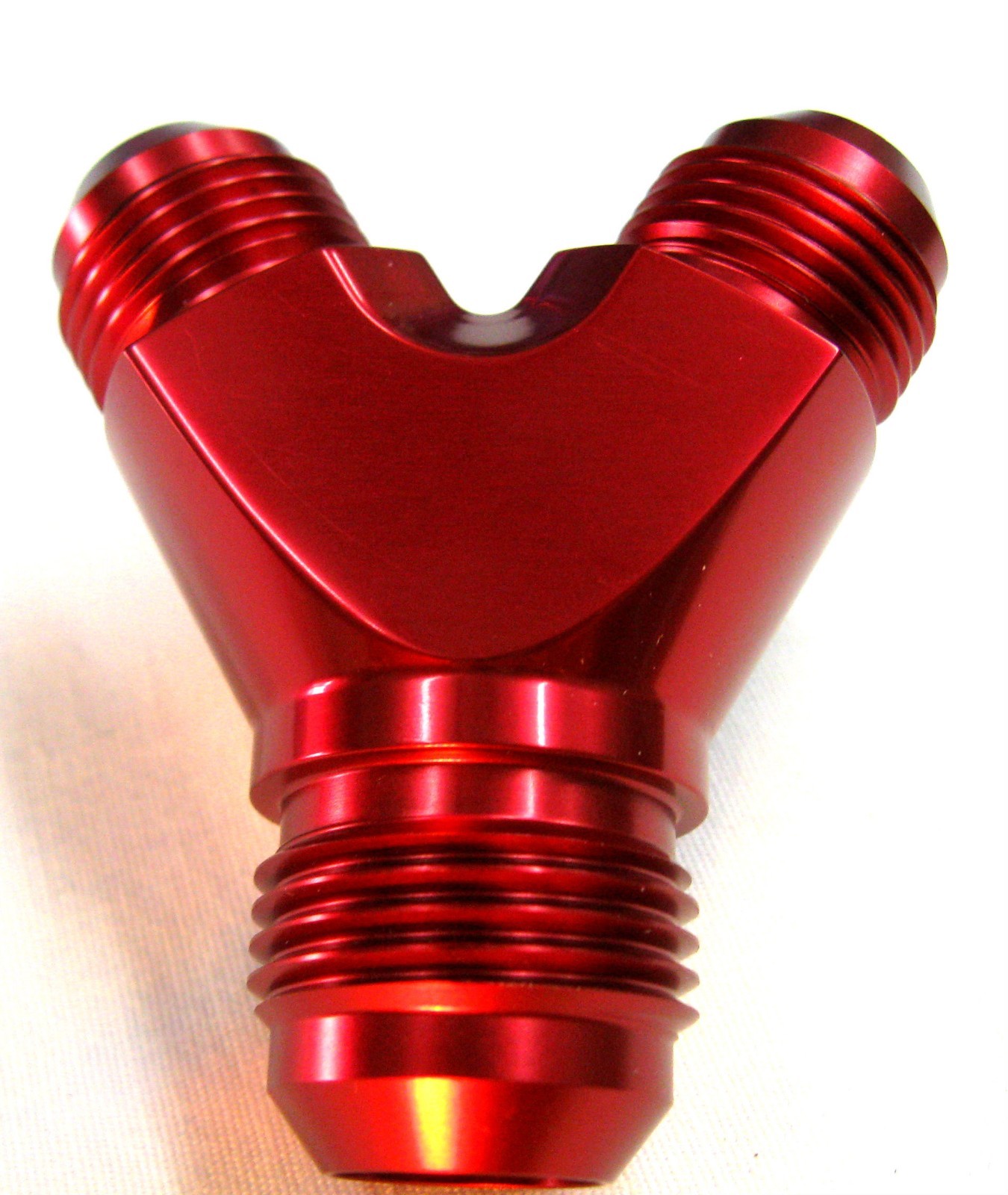 10AN x 10AN x 10AN Full Flow Y Block Fitting, Red Show Polished ...