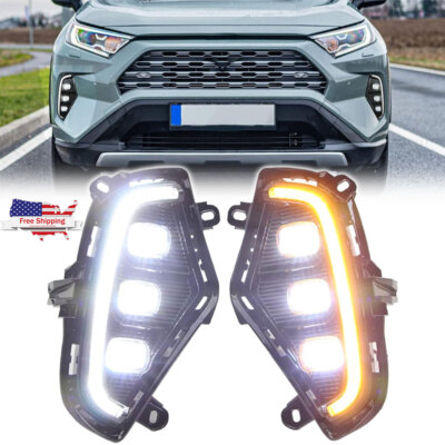 LED DRL Daytime Running Lights Bumper Fog Lamps For Toyota RAV4 2019 ...
