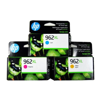 3PK Genuine HP 962XL Color Ink Cartridges OfficeJet Pro 9015 9025 9010 ...