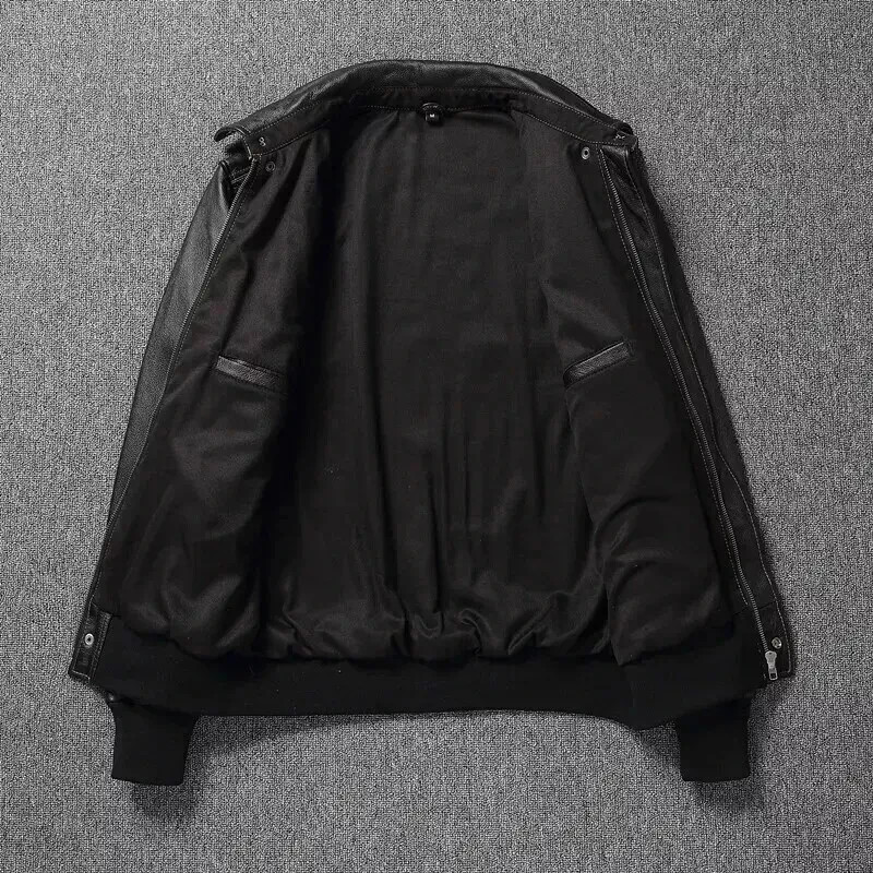 Mens A2 Vintage Black Real Leather Classic Pilot Bomber Flight Smooth ...