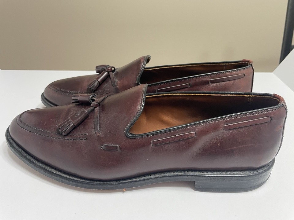Allen Edmonds Grayson Mens Leather Tassel Loafers Dress 11 E Burgundy ...