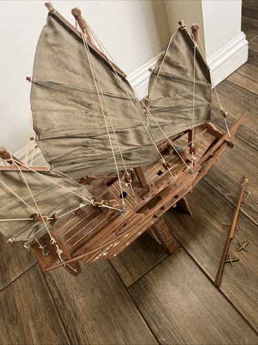Vintage Wooden Chinese Junker Model Ship Boat | eBay
