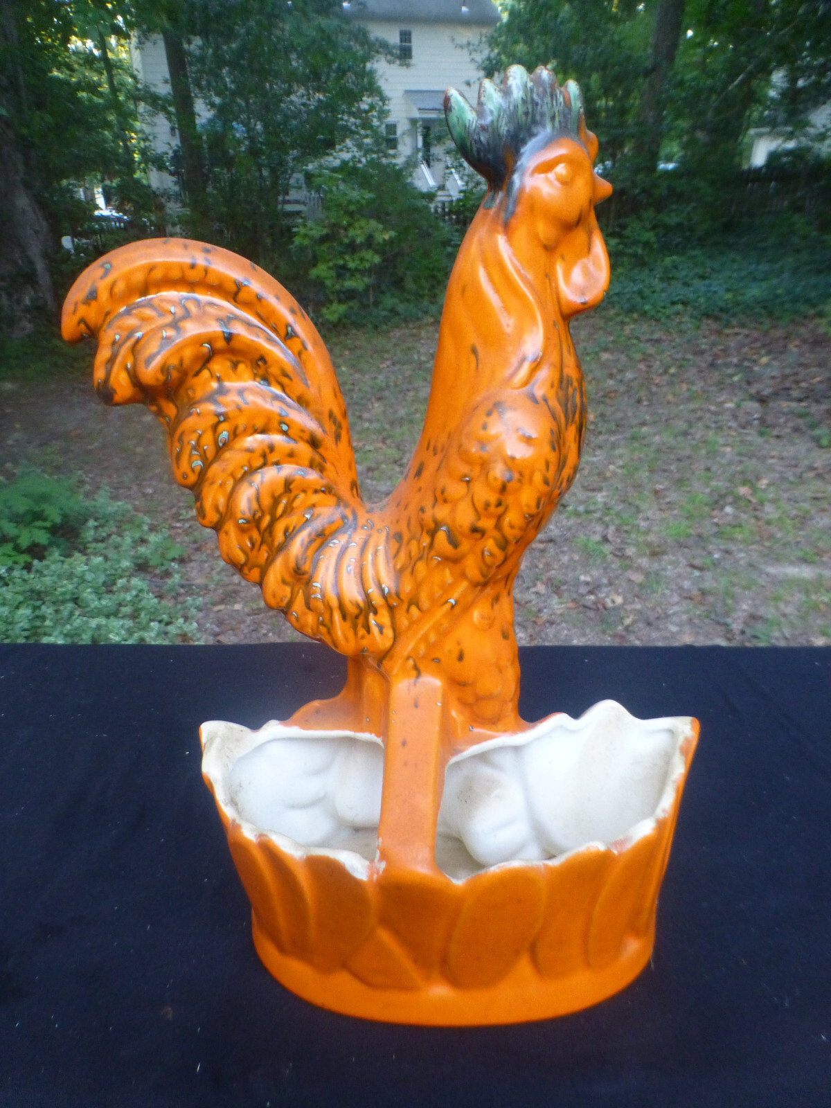 Antique Royal Haeger Rooster Planter 13" Orangish Ceramic Chicken ...