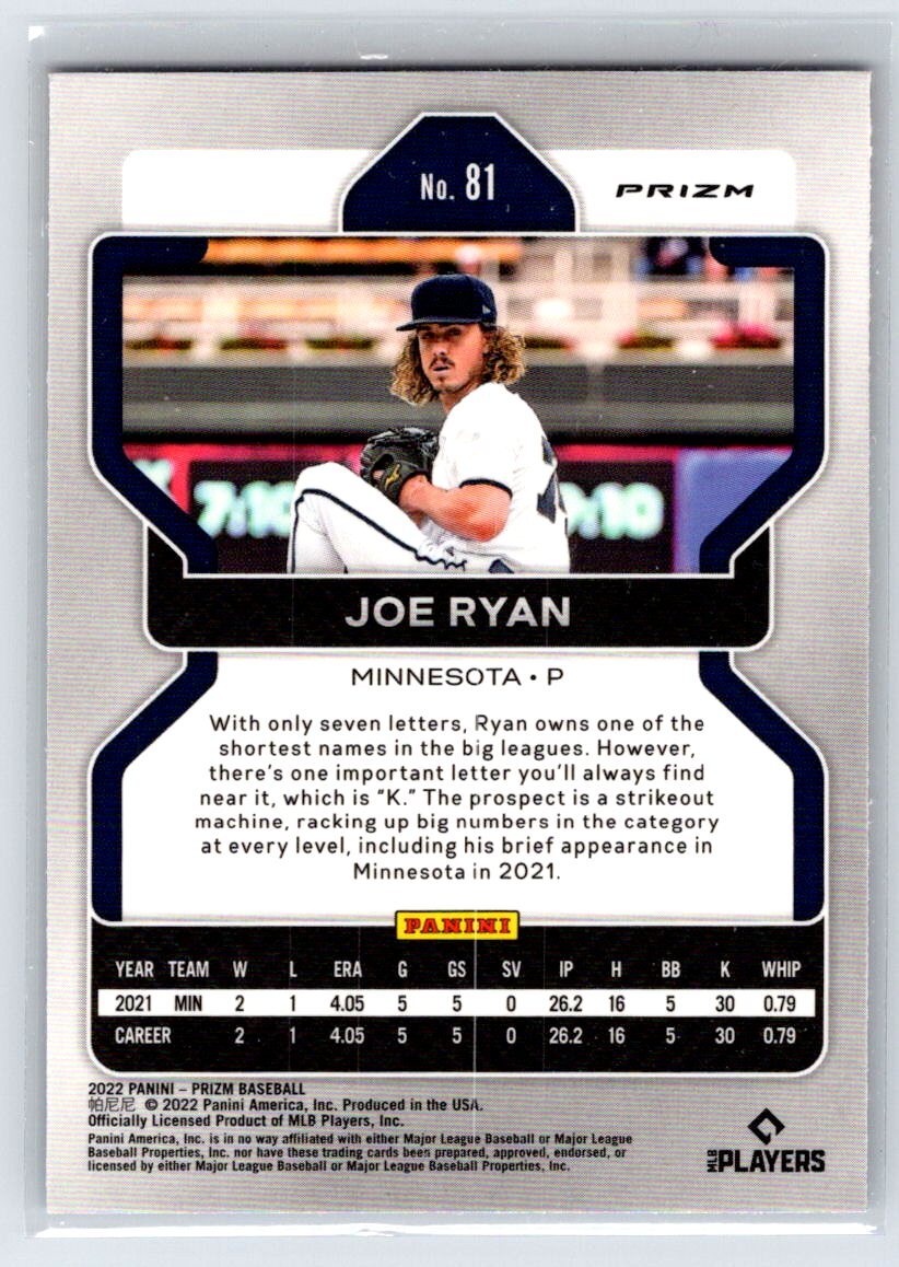 2022 Panini Prizm - Red White & Blue Prizm #81 Joe Ryan, Joe Ryan (RC ...