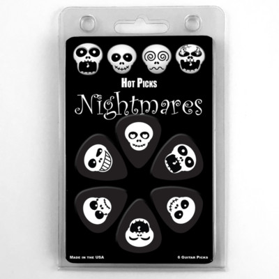 Hot Picks "NIGHTMARES" Guitar 6 Pick Pack, Medium, Clamshell Pics ...