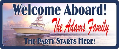 Customized Welcome Aboard Sign Personalized Nautical Boat Sign Dock ...