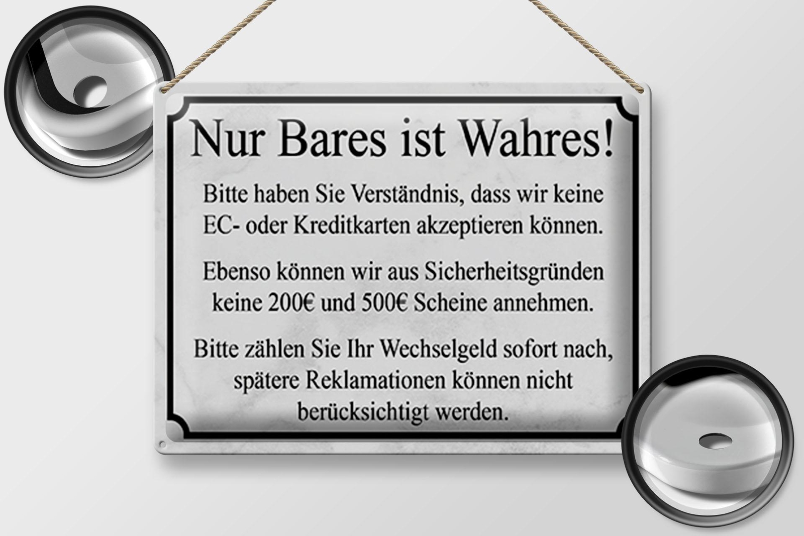 Blechschild Hinweis 40x30 cm Nur Bares ist Wahres Metall Deko Schild ...