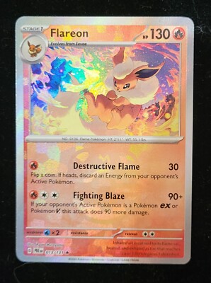 POKEMON PRISMATIC EVOLUTIONS FLAREON MASTERBALL REVERSE HOLO 013/131 ...