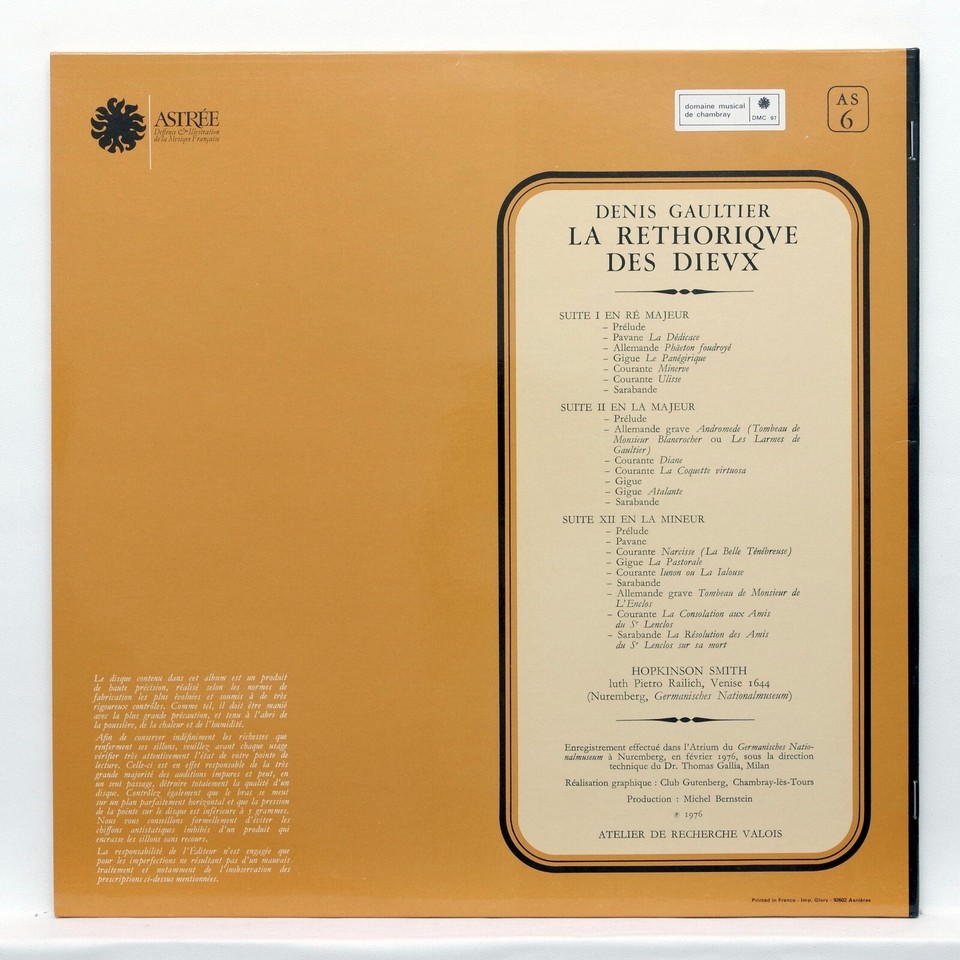 HOPKINSON SMITH ⸺ DENIS GAULTIER la rethorique des dieux ⸺ ASTREE AS6 ...