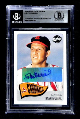 STAN MUSIAL SIGNED 2003 UPPER DECK VINTAGE AUTOGRAPHED BASEBALL CARD ...