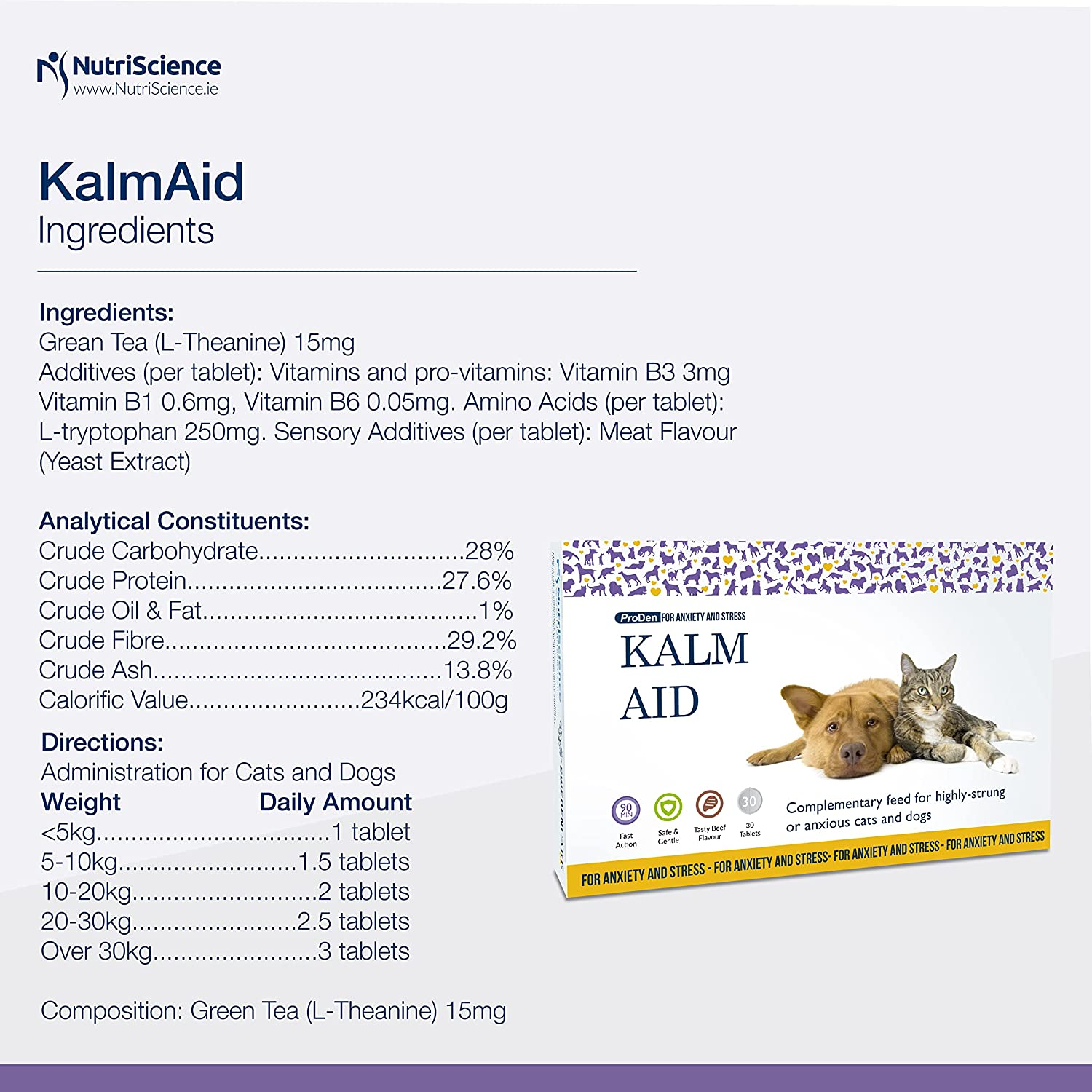 Kalmaid Tablets 30 Pack for Dogs and Cats, Calming Supplement | eBay