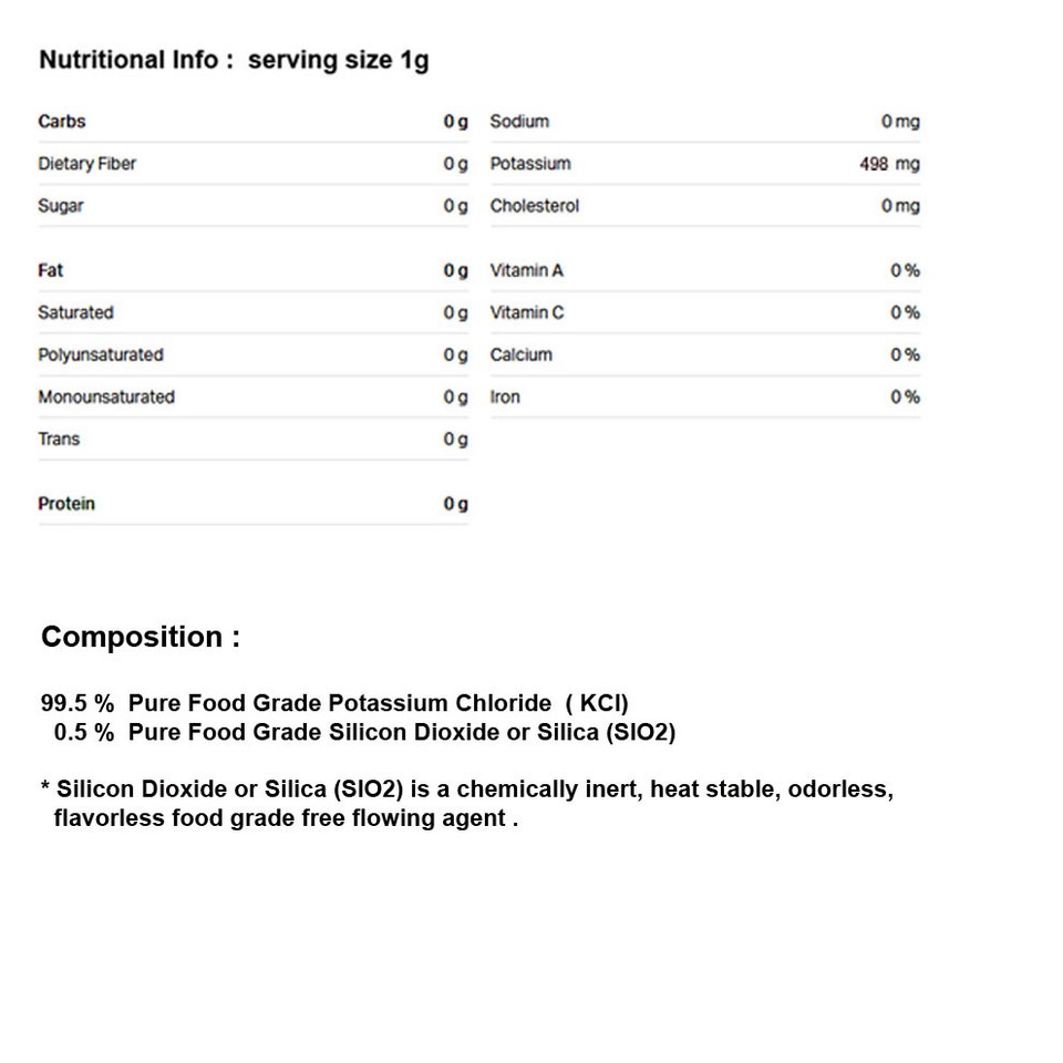 1kg KCl - Food Grade Potassium Chloride Powder , salt substitute ...