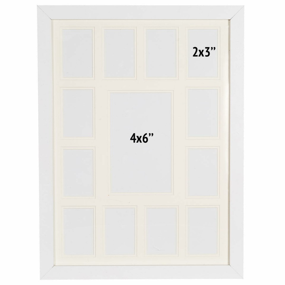 13 Opening Collage Picture Frame with Double White Mat - Wall Mount ...