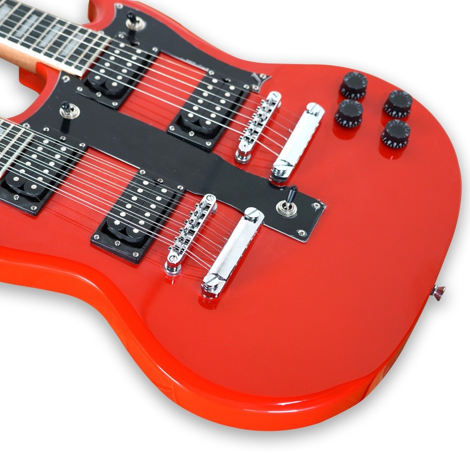 TARIO Double Neck Electric Guitar White 12 String & 6 String Mahogany ...