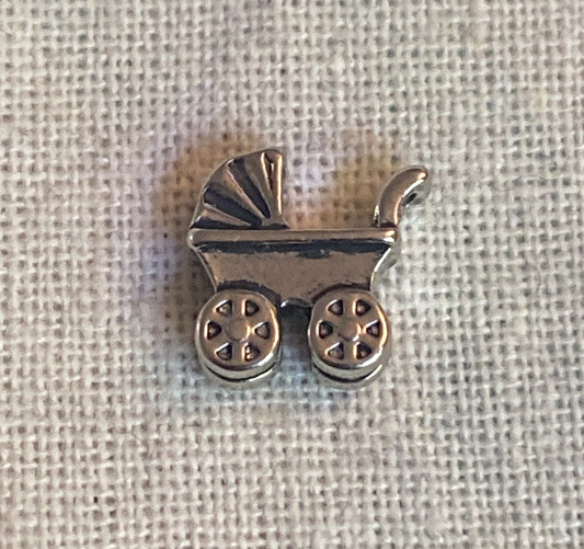 Authentic Origami Owl SILVER BABY CARRIAGE BUGGY PRAM Floating NEW BABY ...