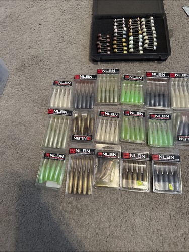 Nlbn Paddle tail And Jig Head Lot With Tackle Box | eBay