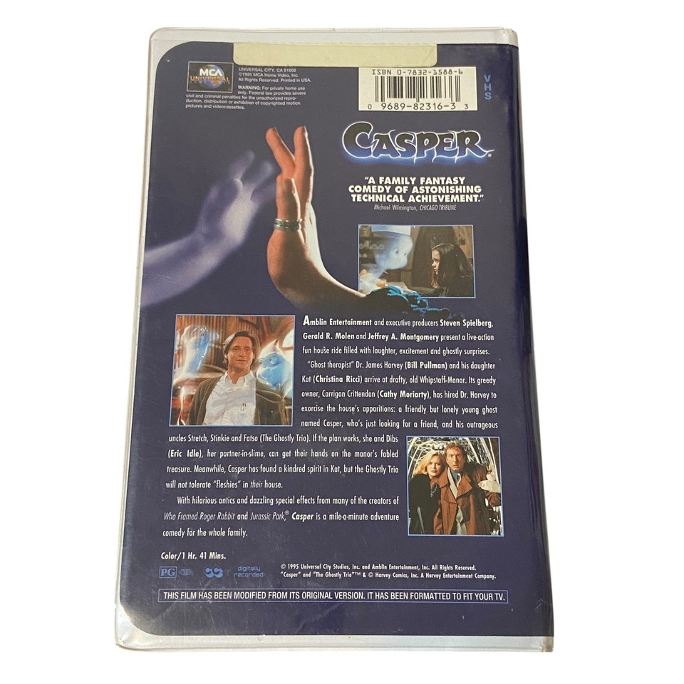 Casper VHS Tape Movie Vintage 1995 Family Comedy Animated Collectible ...