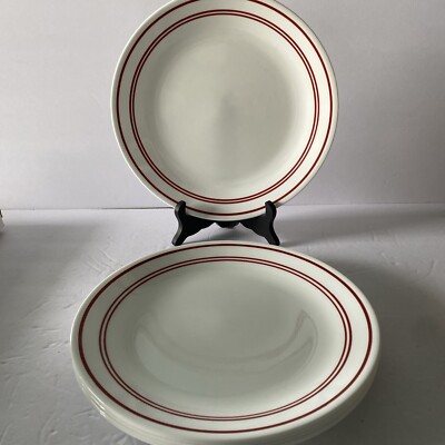 6 Corelle Vitrelle Break And Chip Resistant White&red Round Dinner ...