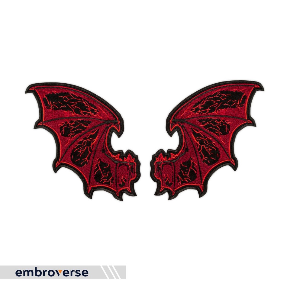 Demon Red Wings Patch - Halloween Accessory Back Jacket - Embroidered ...