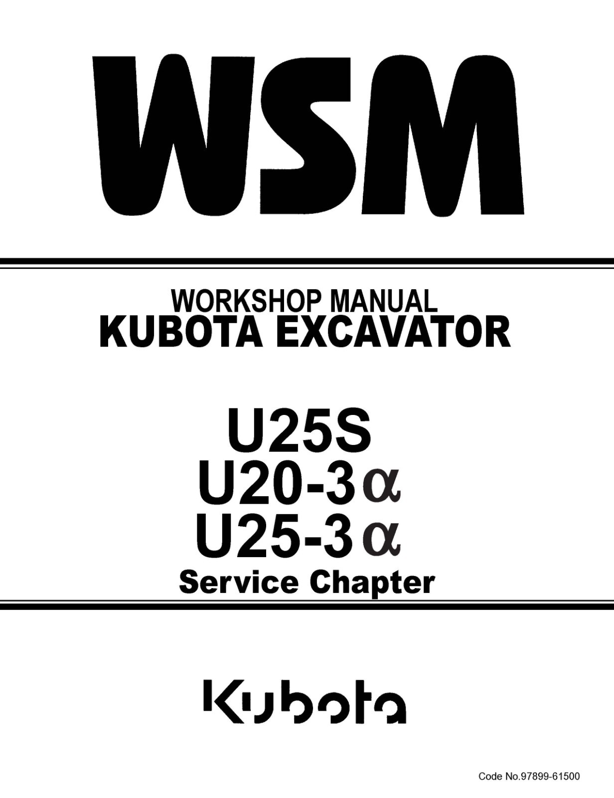 Kubota U25S U20-3a U25-3a Excavator Workshop Manual Service Repair | eBay