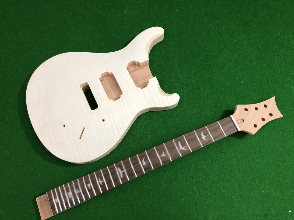 Guitar Neck Guitar Body kit Flame Maple Veneer 24Fret for DIY electric ...