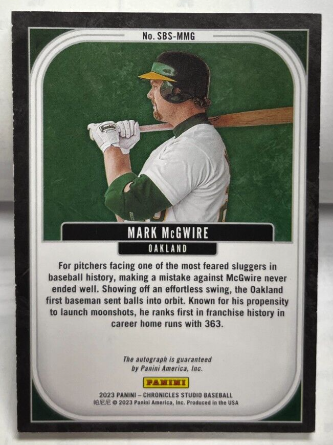 Mark McGwire 2023 Panini Chronicles Studio Black Holo Gold Autograph ...