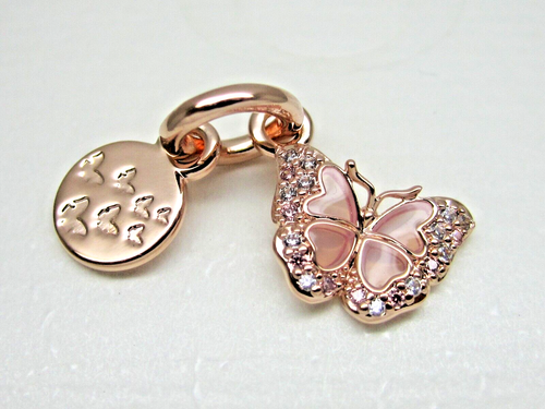Authentic Pandora #782555C01 Pink Butterfly & Quote Double Dangle Charm ...