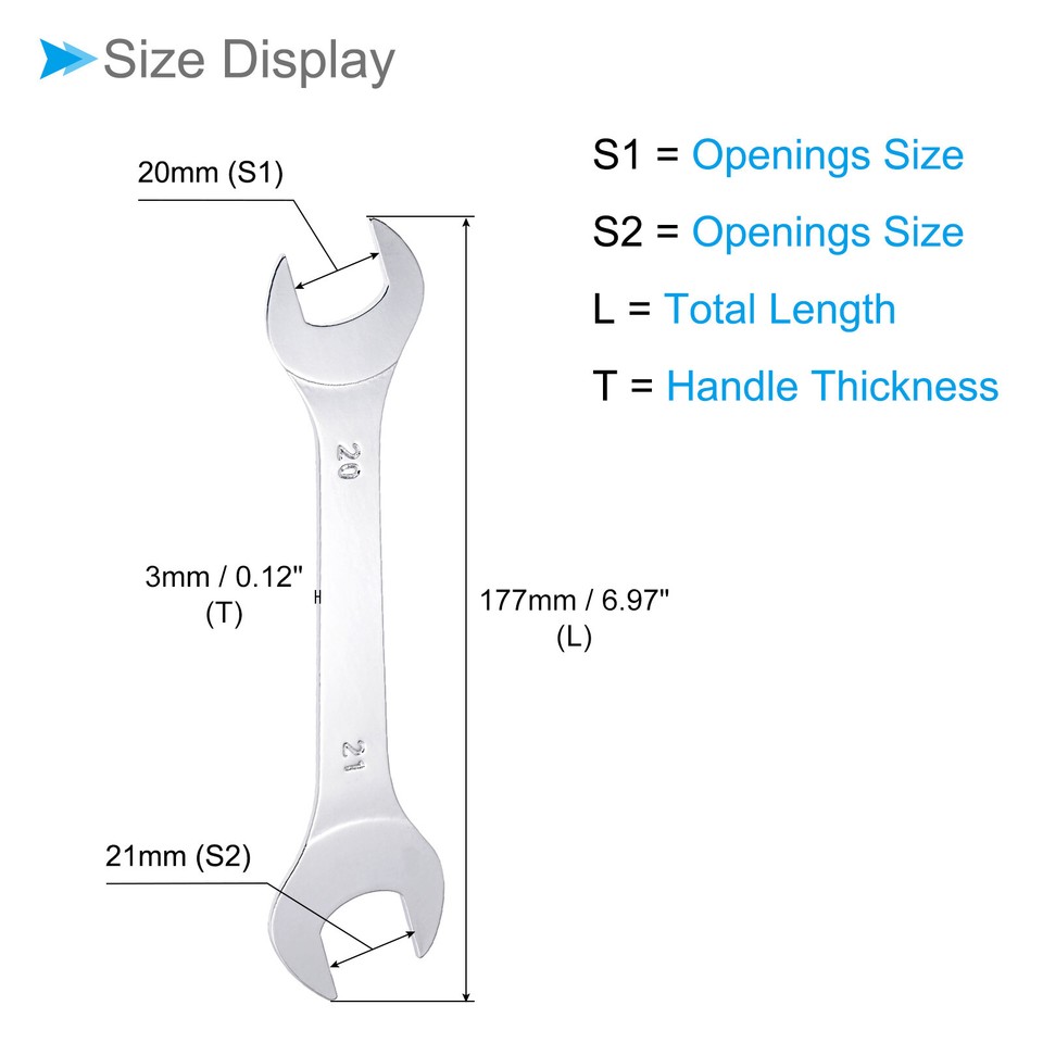 Thin Open End Wrench, Metric 20mm x 21mm, Double Ended Slim Wrench | eBay