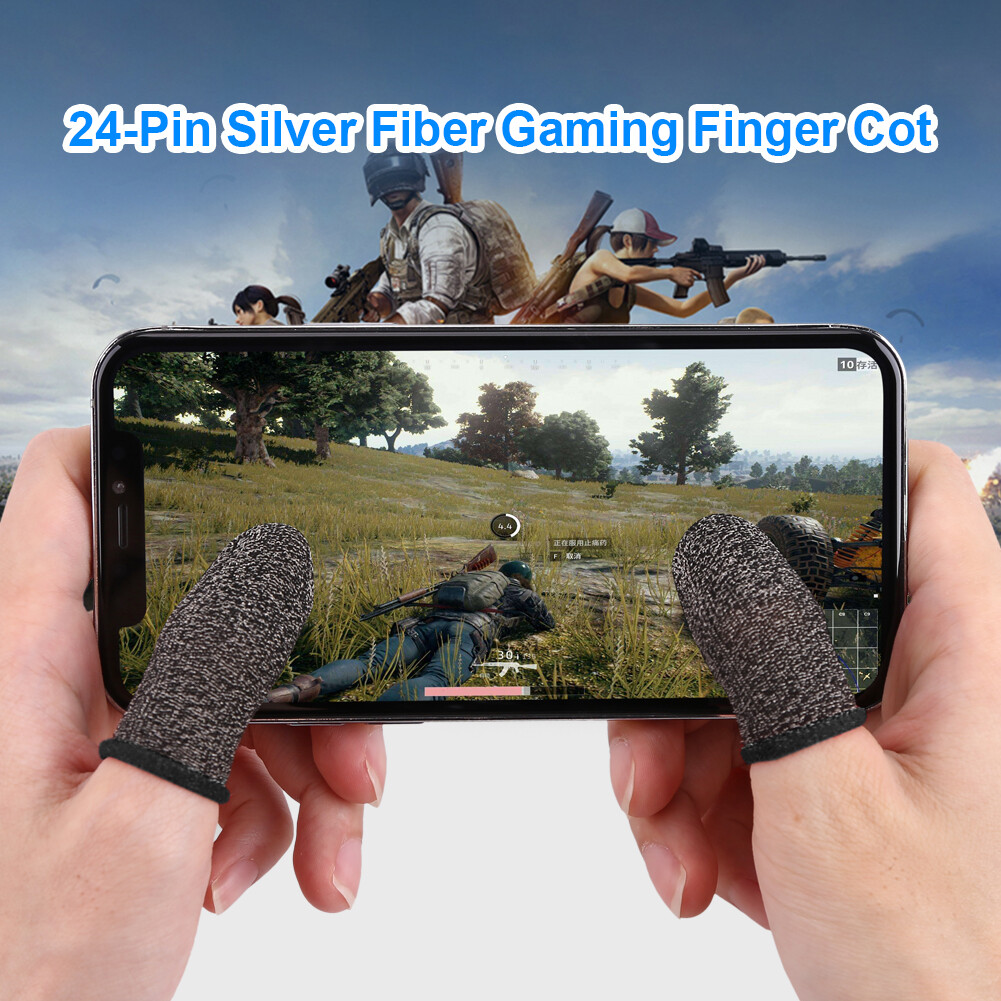 2pcs 24-Stitch Mobile Game Finger Cover Sweat Proof Anti-Skid (Black ...