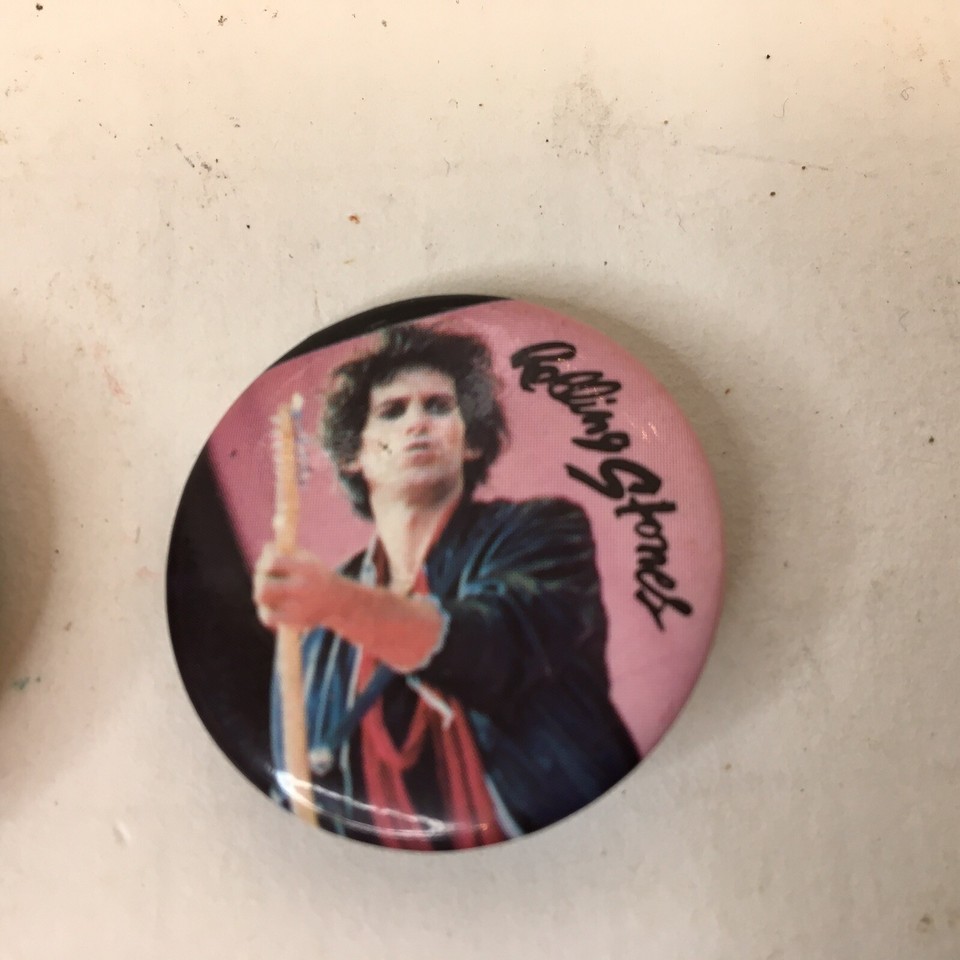 Vtg Lot 5 Stickback Buttons Pins David Lee Roth Keith Richards Robert ...