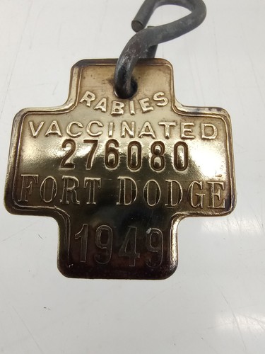 Vintage Cross 1949 Fort Dodge Dog tax rabies vaccination pet license ...