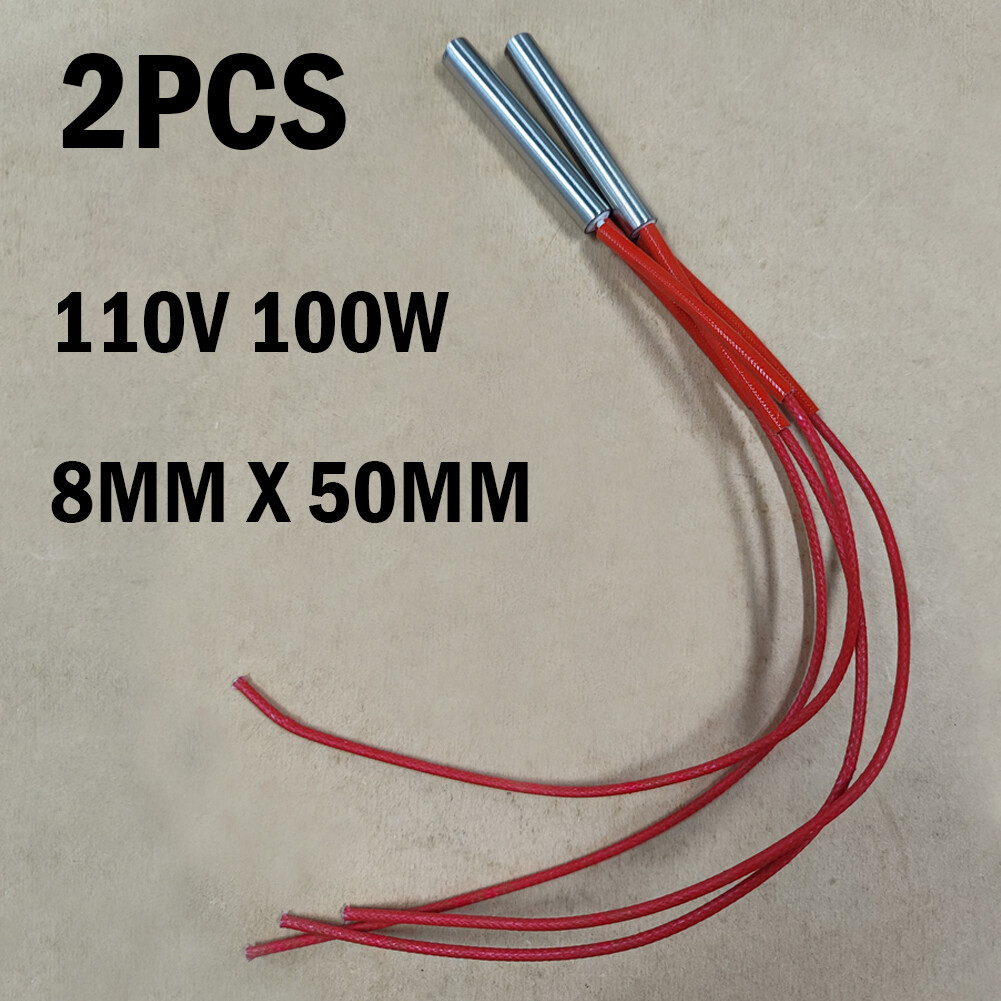 2PCS AC 110V/100W 8x 50mm cartridge Heater Heating Tube Element Red ...