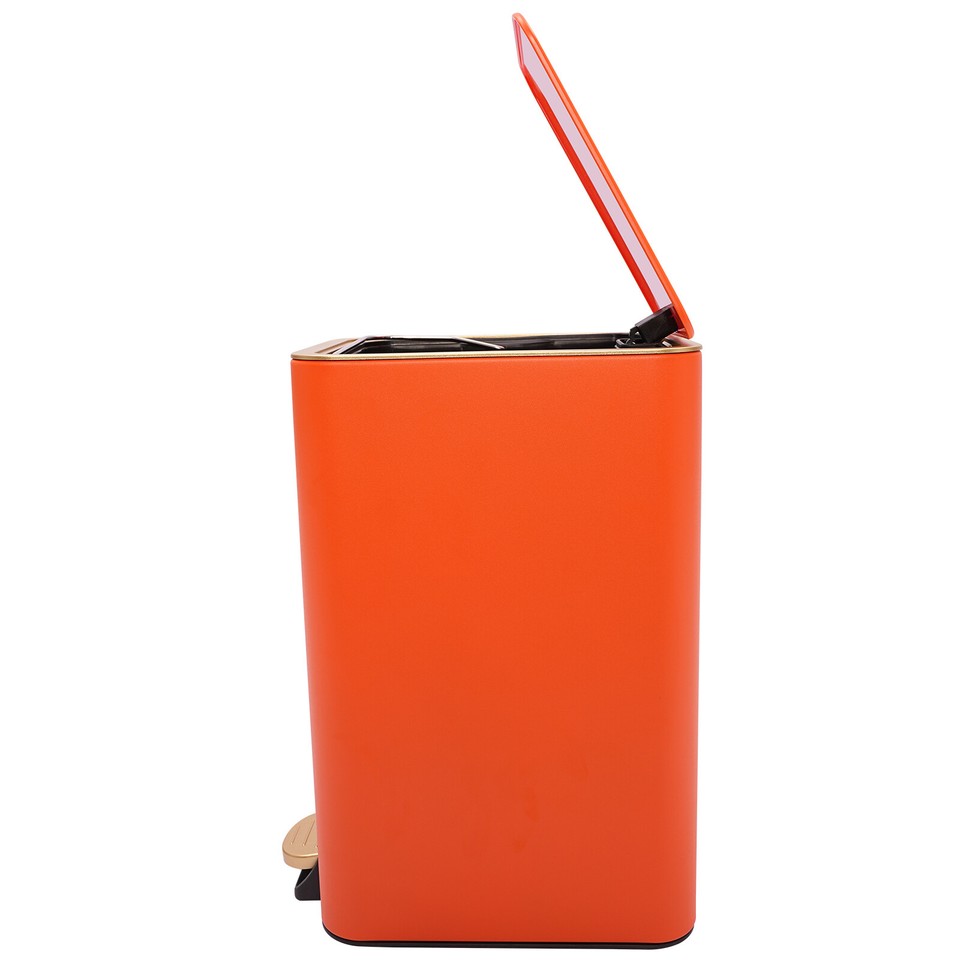 Modern Step On Garbage Bin 12L Step Trash Bin Orange Foot Pedal Trash ...