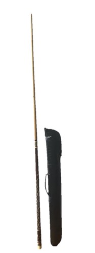 Vintage Wood Hand- Carved Pool Cue With Mother-Pearls Inlays Two Piece ...