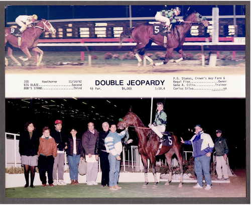 HAWTHORNE HORSE RACE COURSE 11/14/92 DOUBLE JEOPARDY 8" x 10" Track Win ...
