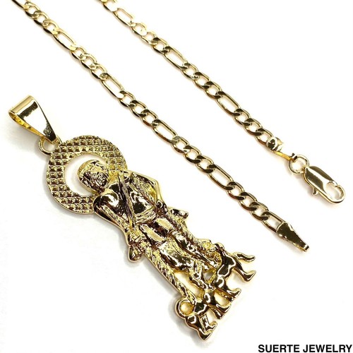 14k Gold Plated Saint St Lazarus Necklace Pendant Oro Laminado San ...