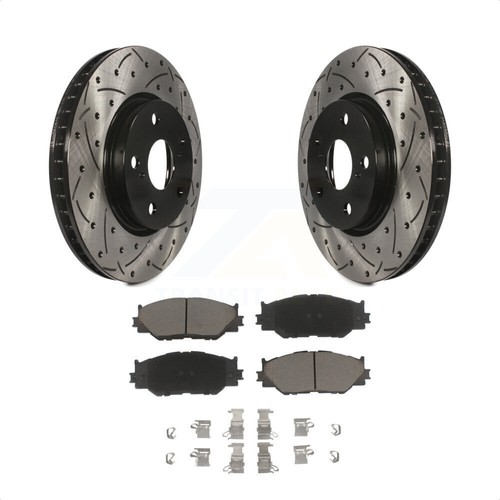 [Front] Coated Drilled Slotted Disc Brake Rotors Ceramic Pad Kit For ...
