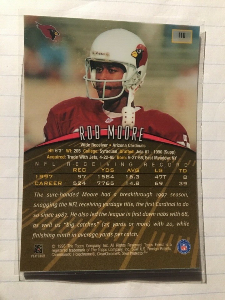 1998 Topps Finest Cardinals Rob Moore Football Card #110 | eBay