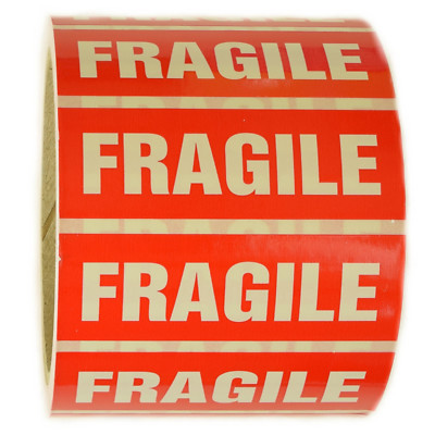 Red and White "Fragile" Sticker Label - 1" by 3" - 500 ct | eBay