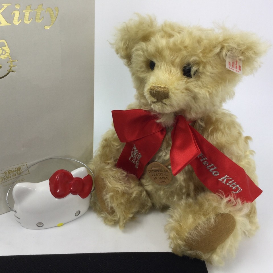 Steiff Hello Kitty Japan Festival 2005 Bear w Red Ribbon & Kitty Mask 676192 | eBay